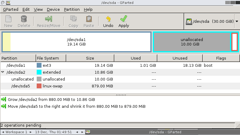 Use GParted to increase disk size of a Linux native partition – Macro 32 Ramblings